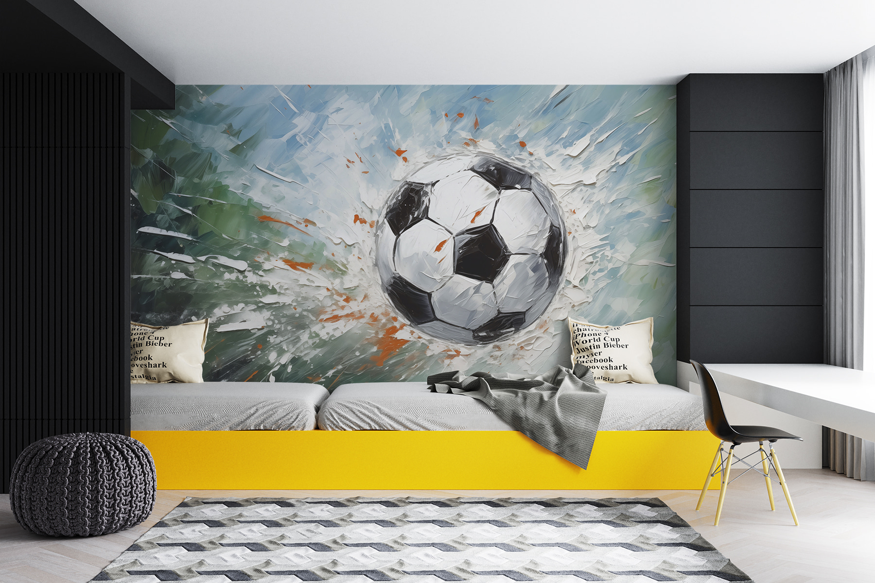 Wall murals Soccer ball flying oil painting abstract art nr. w08117 ...