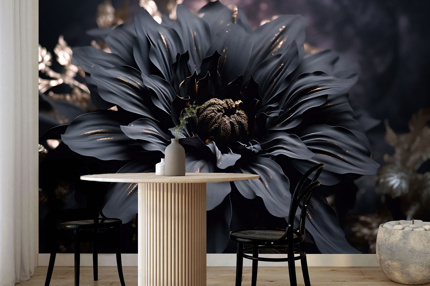 Wall murals Black flower with dusting nr. u95247 Uwalls